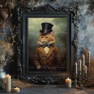 Victorian Cat Gothic Dark Forest Classical Baroque Portraiture Print ...