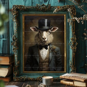 Sheep Gothic Victorian Royalty Dapper Portrait Print, Goth Sheep ...