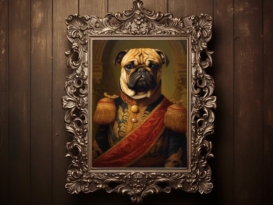 Gothic Pug Dog Victorian Rennasaince Gentleman Fine Art Giclee, Vintage ...