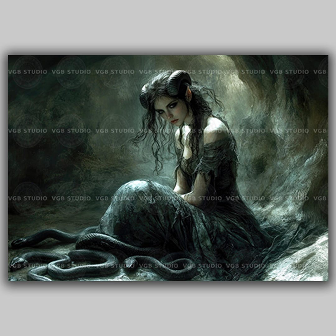 Lilith Art Print Dark Goddess Mythology Serpent Fantasy Gothic Woman ...