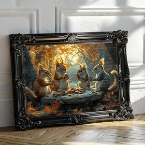 Squirrel Poker Art Print Funny Animal Playing Cards Autumn Woodland ...