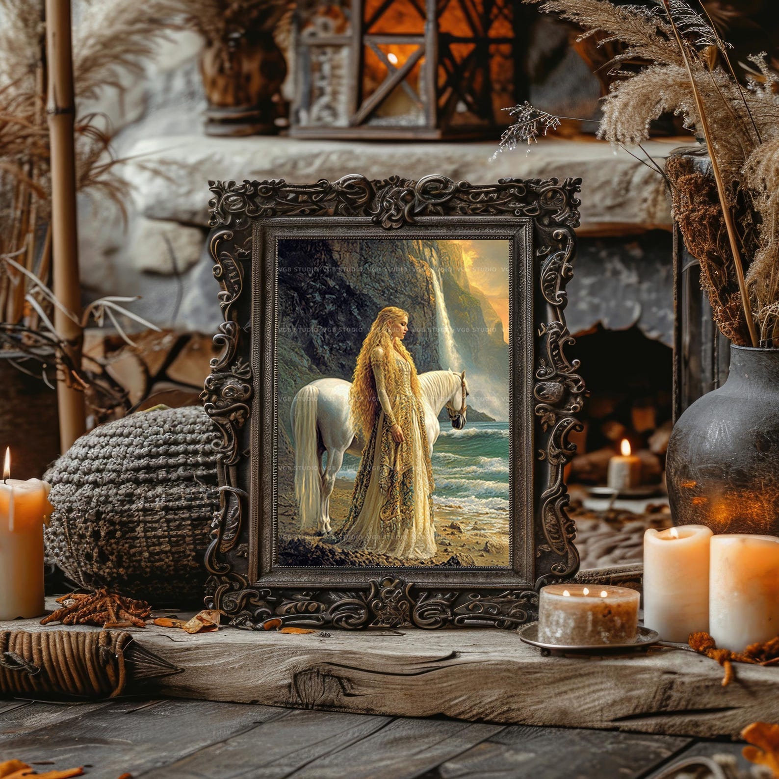 Niamh Irish Goddess Art Print White Horse Tir Na Nog Painting Celtic ...