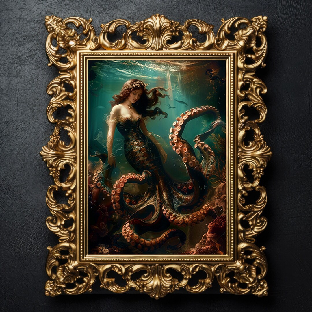 Mermaid Cecaelia Octopus Tentacles Underwater, Siren Wall Art, Water ...
