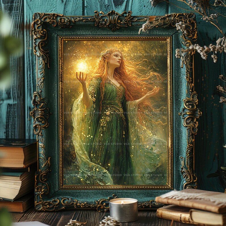 Danu Celtic Goddess Enchanting Mystical Fantasy Art Print, Radiant ...