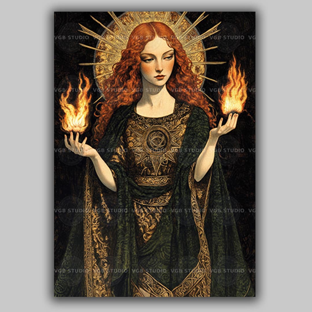 Brigid Celtic Goddess of Fire Inspiration Art Print, Irish Mythology ...