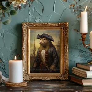 Capybara Pirate Captain Print, Victorian Dressed Animal Wall Art Poster ...