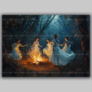 Witches Coven Wicca Moon Ritual Mythical Print, Mystic Luna Invocation ...