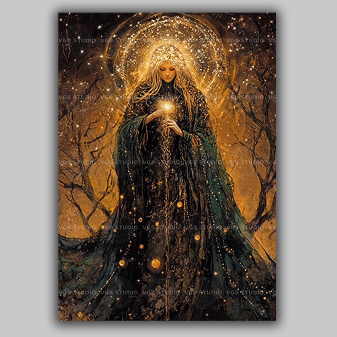 Celestial Goddess Arianrhod the Star Weaver Art Print, Cosmic Divine ...