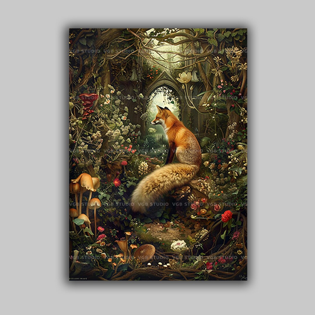 Red Fox Magical Forest Fine Art Print, Baroque Classical Portraiture ...