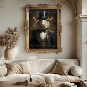 Sheep Gothic Victorian Royalty Dapper Portrait Print, Goth Sheep ...