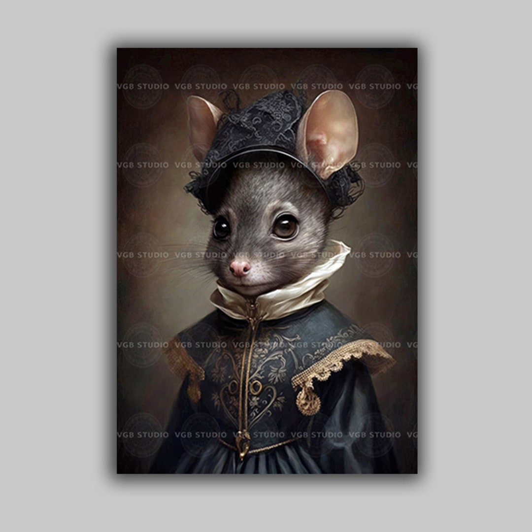 Mouse Gothic Victorian Lady Print, Dark Academia, Witchy Decor, Baroque ...