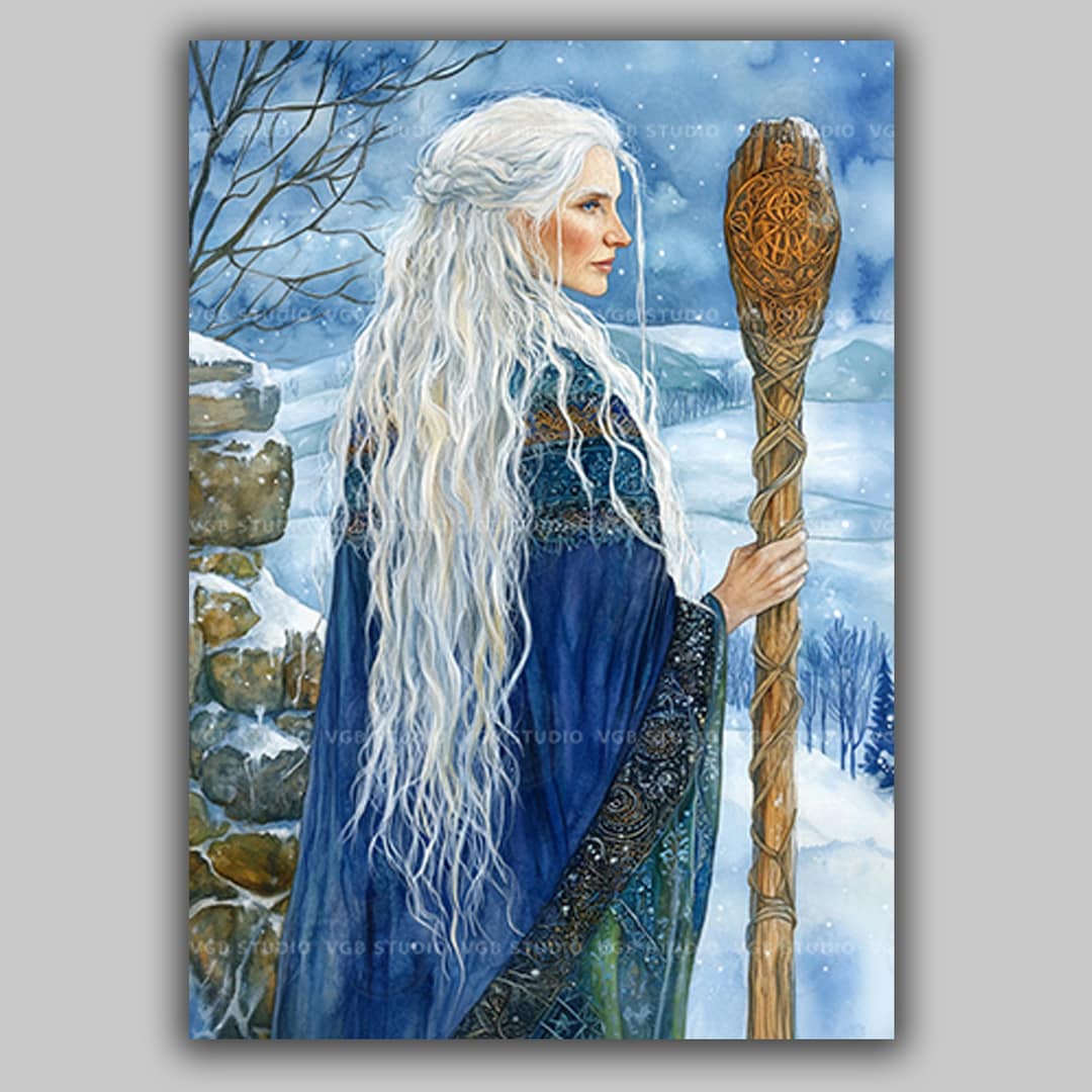 Cailleach Art Print Celtic Winter Goddess Snow Queen Crone Mythology ...