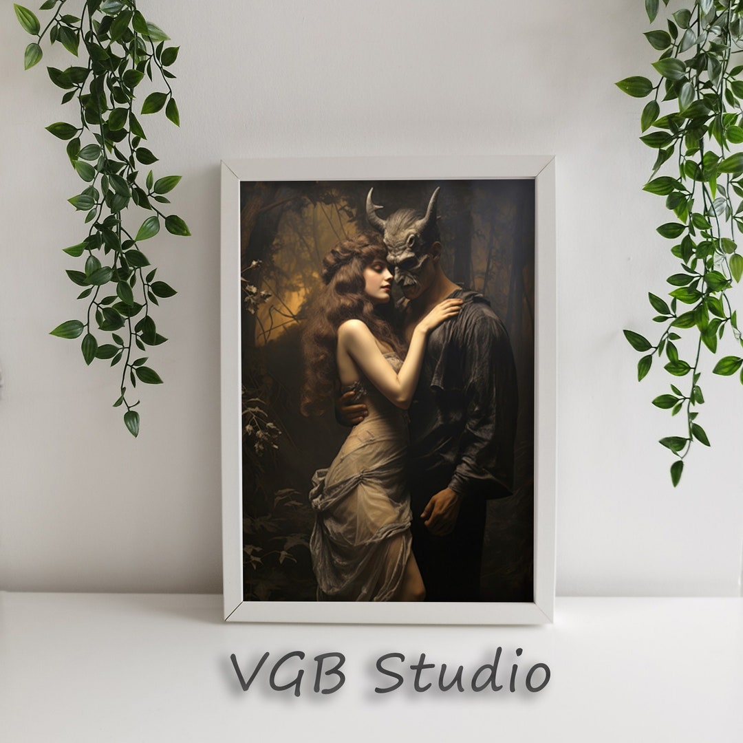 Gothic Woman Devil Love Goth Poster Love Dark Romance Fantasy Art Print ...