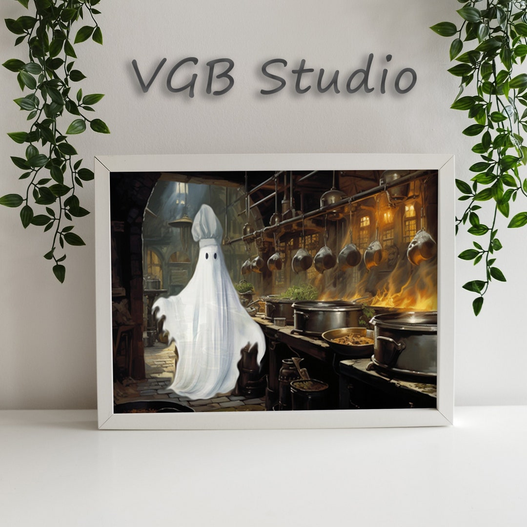 Gothic Ghost Chef Cooking Haunted Kitchen, Victorian Poster Spooky ...
