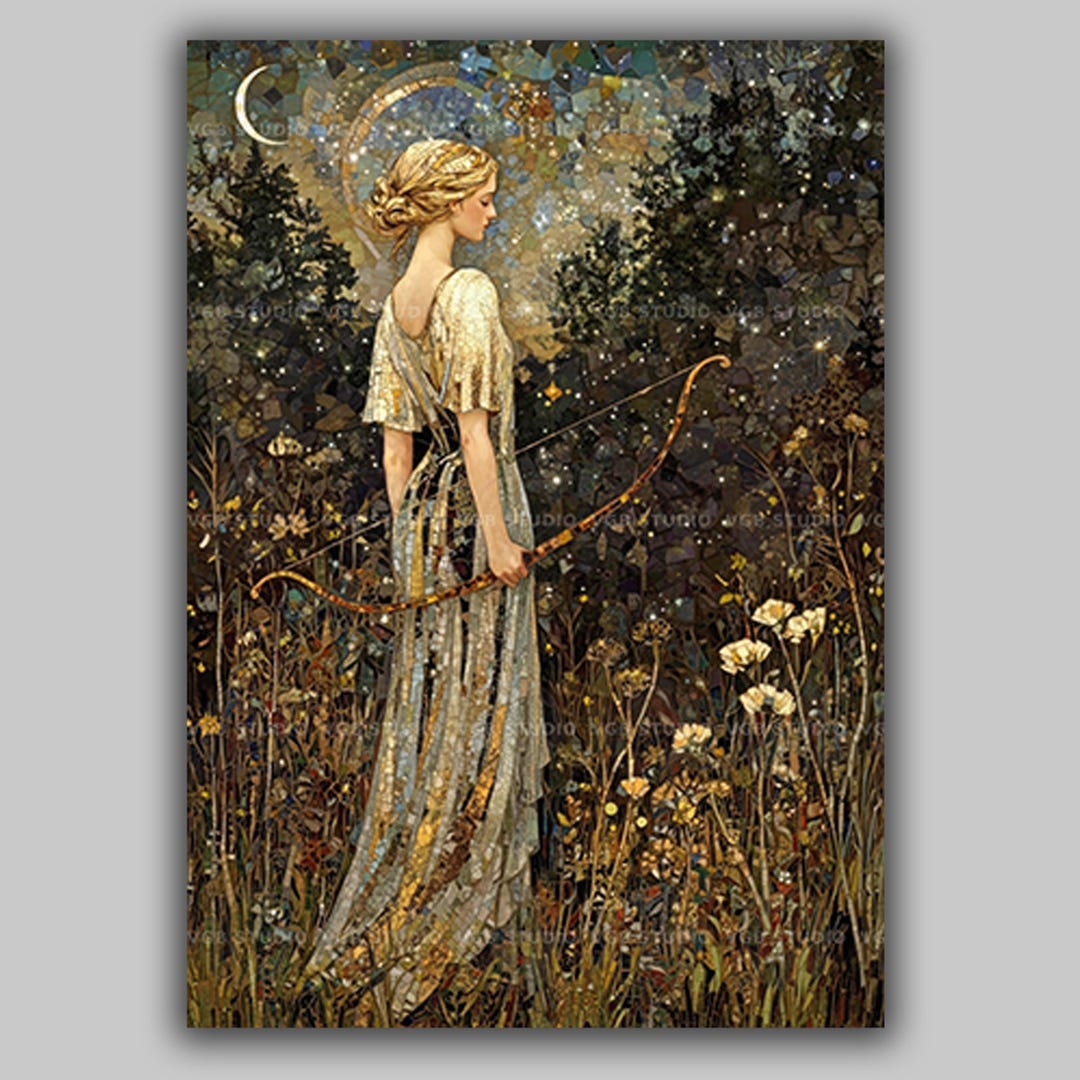 Artemis Art Print Greek Goddess Wall Decor Mythology Poster Moon Deity ...