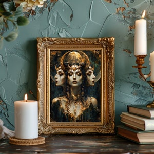 Hekate Triple Moon Goddess Print, Fine Art Witchcraft, Wicca Pagan Luna ...
