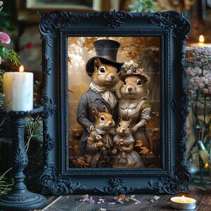 Victorian Squirrel Family Regal Fine Art Giclee, Baroque Painting Wall ...