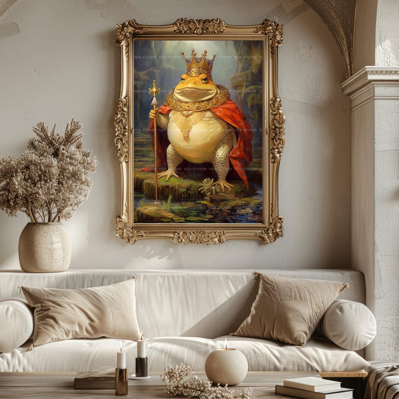 Toad King Art Print Whimsical Frog Royalty Wall Decor Funny Animal ...