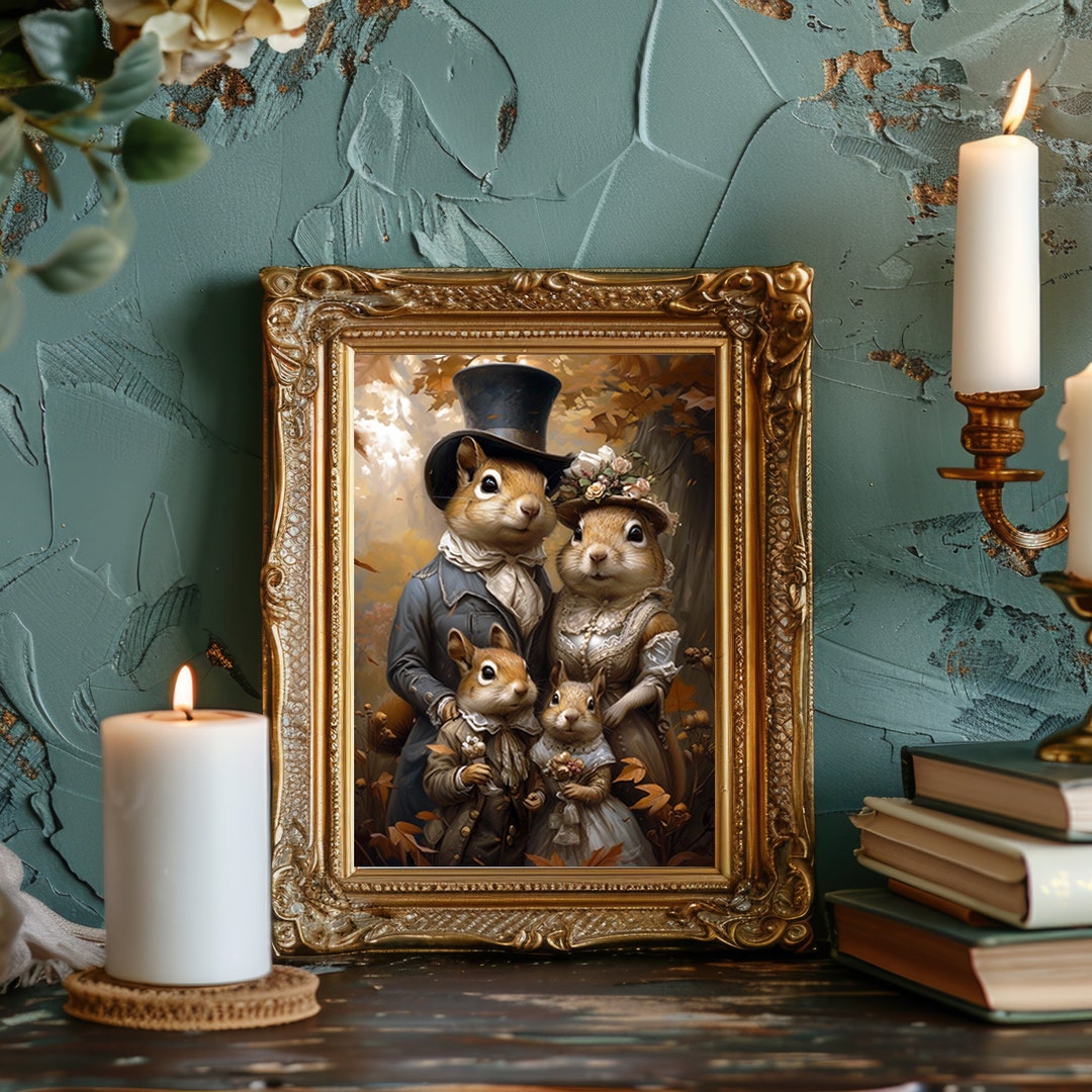 Victorian Squirrel Family Regal Fine Art Giclee, Vintage Painting Wall ...