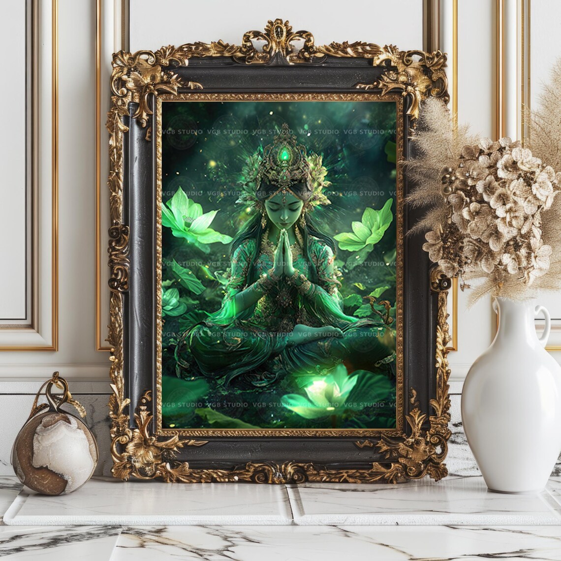 Green Tara Art Print, Goddess of Compassion and Swift Protection ...