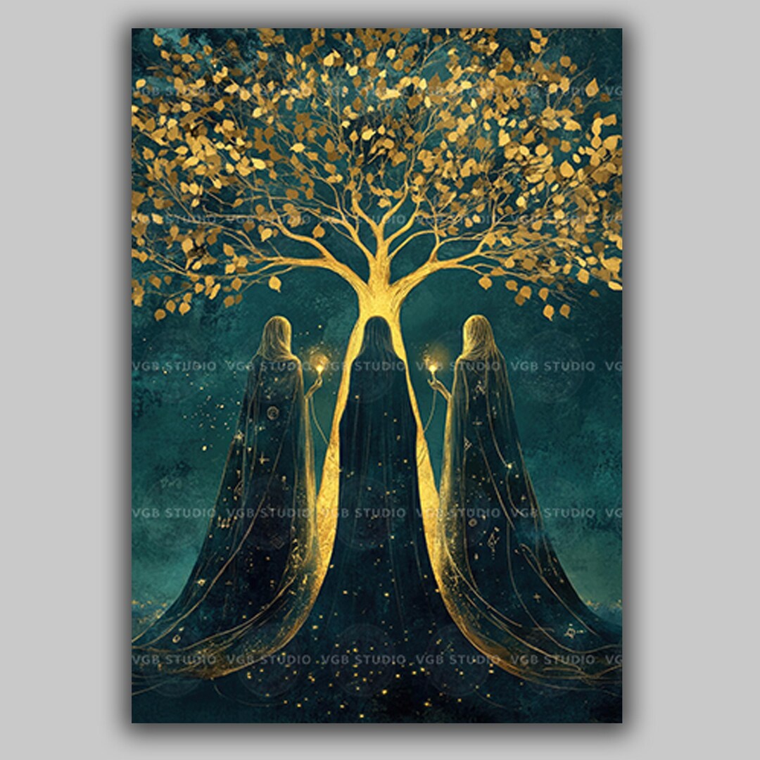 The Norns Norse Fate Goddesses Tree of Life Yggdrasil Mystical Viking ...
