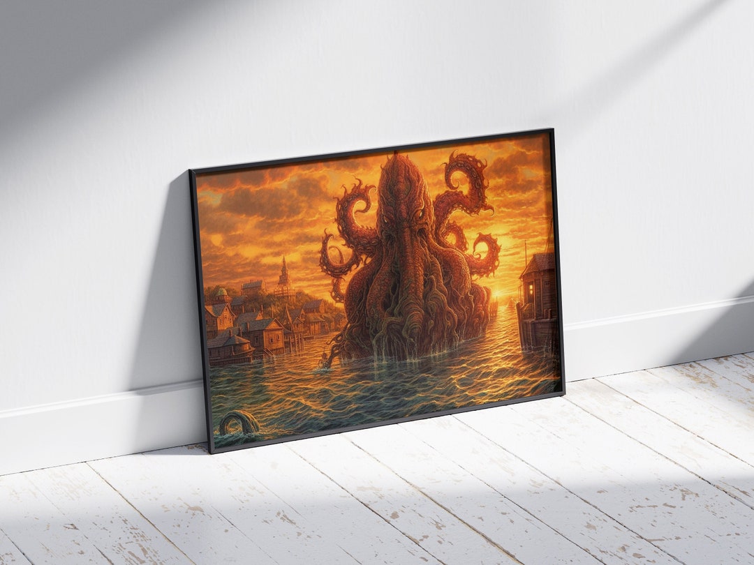 Cthulhu Painting Innsmouth Art Lovecraft Giclee Cosmic Horror - Etsy