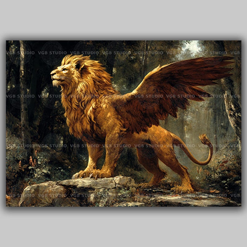 Winged Lion - Etsy
