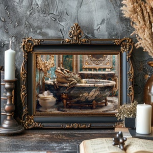 Frog Bath Victorian Bathtub, Toad Bathroom Whimsical Fine Art Print ...
