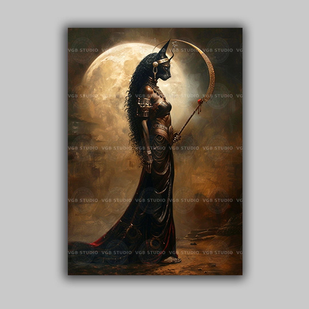 Cat Goddess Bastet Ancient Egypt Art, Feline Fertility Deity Fine Art ...