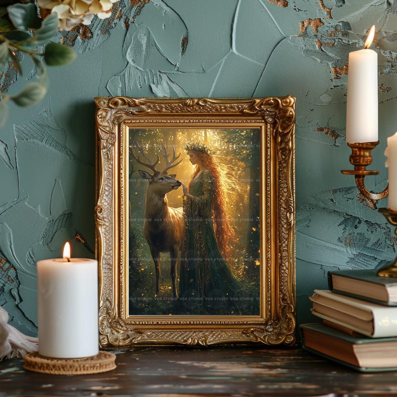 Flidais Celtic Goddess of Wildlife Art Print – Irish Mythology Forest ...