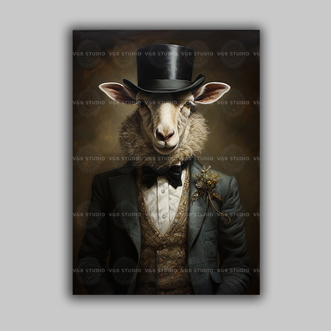 Sheep Gothic Victorian Royalty Dapper Portrait Print, Goth Sheep ...