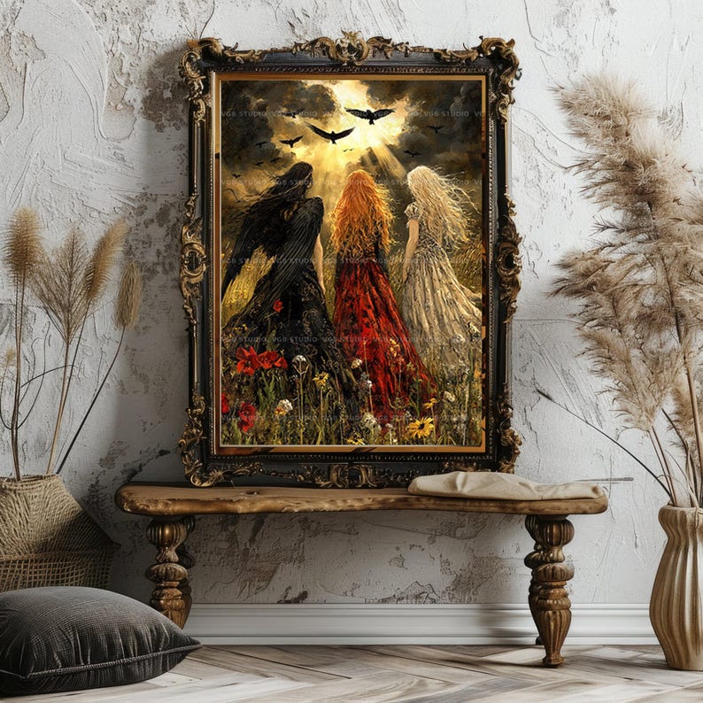 Morrigan Macha Nemain Babd Art Print Celtic Triple Goddess Decor Irish ...
