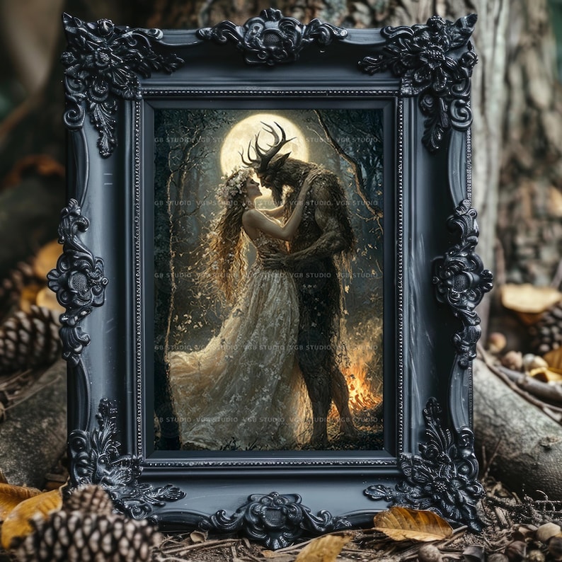 May Queen and Horned God Beltane Wall Art,romantic Pagan Couple Print ...
