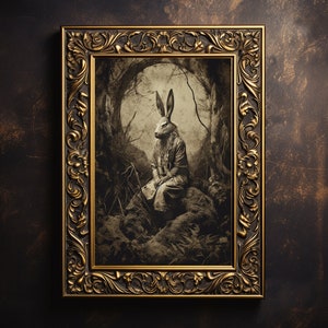 Witchy Rabbit Dark Forest Full Moon, Bunny Dark Fantasy, Cottagecore ...