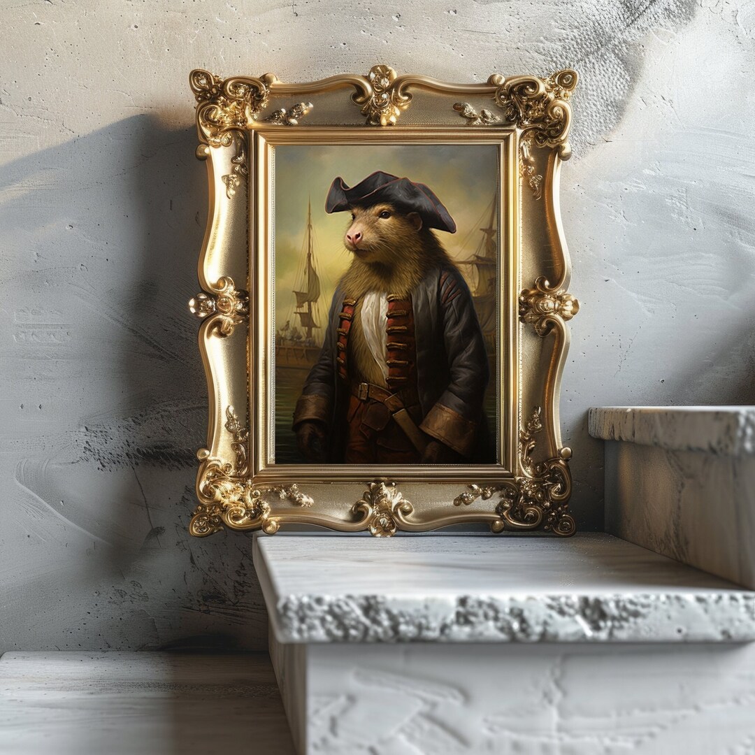 Capybara Pirate Captain Print, Victorian Dressed Animal Wall Art Poster ...