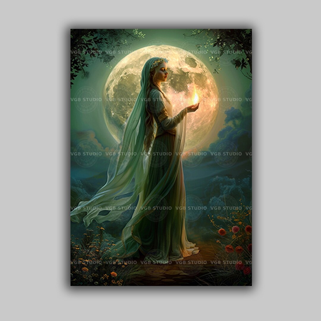 Brigid Goddess Art Print Celtic Pagan Fire Deity Full Moon Priestess ...