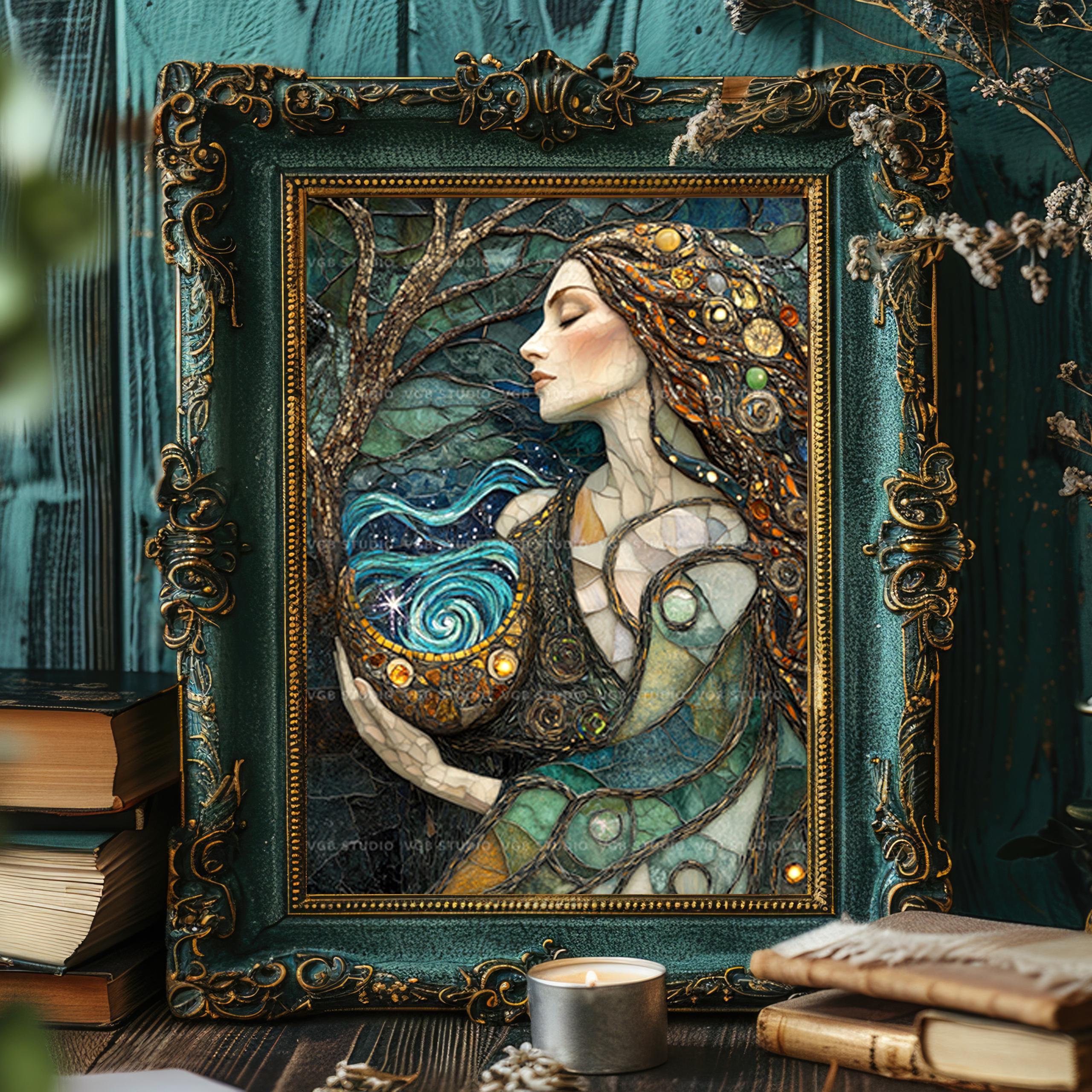 Danu Goddess Mosaic Wall Art Cosmic Water Spiral Divine Feminine Pagan ...