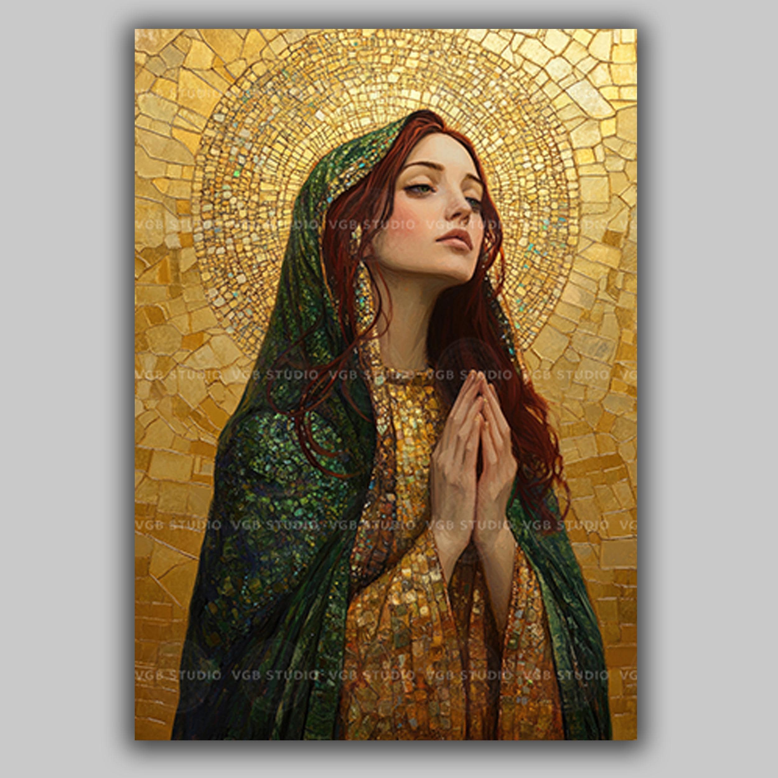 Mary Magdalene Art Print Mosaic Wall Art Virgin Mary Icon Gold Art ...