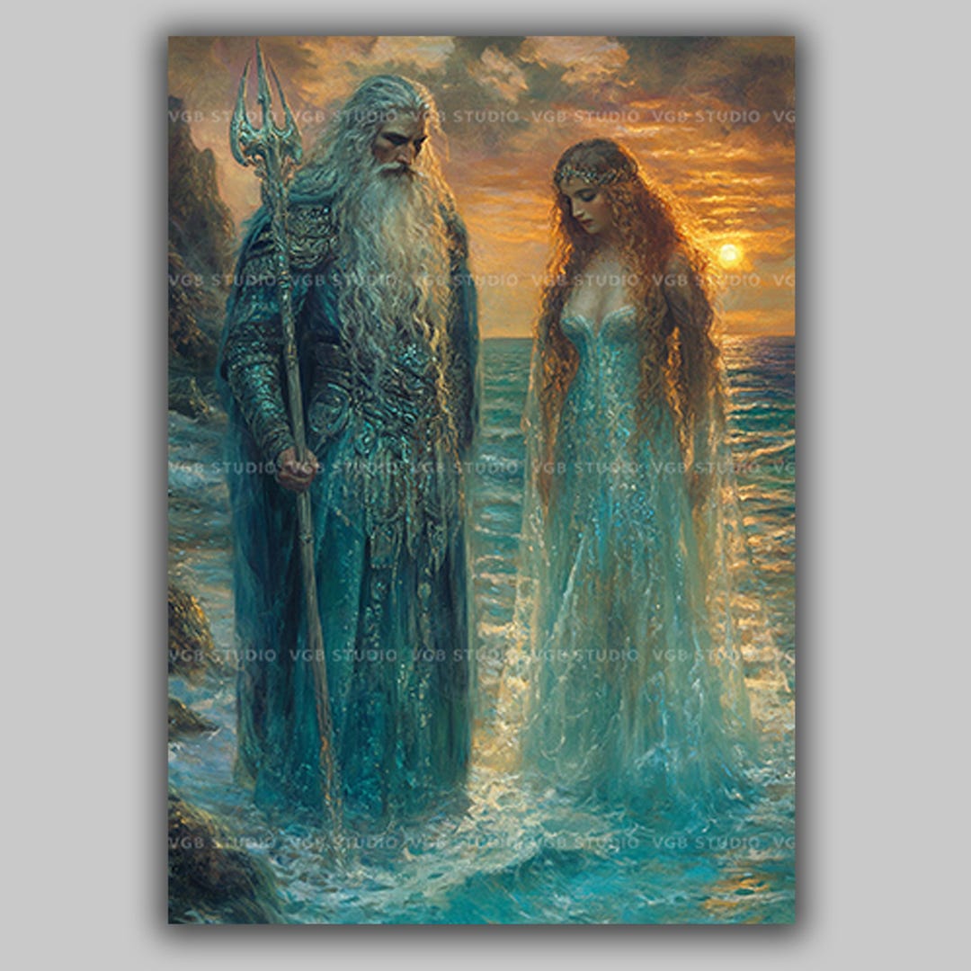 Manannan Mac Lir and Fand Art Print, Celtic Mythology Sea God and ...
