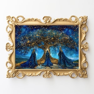 The Norns Tree of Life Print, Pagan Goddess Norse Mythology Painting ...