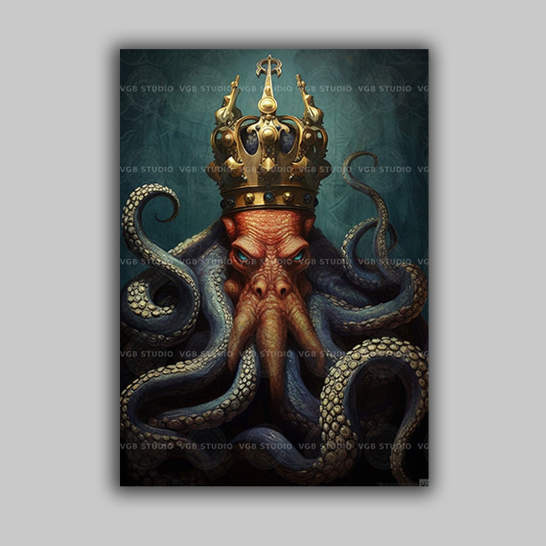 King Kraken Octopus Art, Cthulhu Lovecraft Fine Art Giclee, Baroque ...