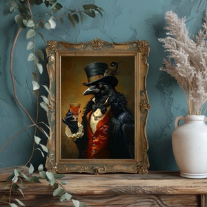 Crow Top Hat Raven Victorian Gentleman Having a Dring, Fancy Black Bird ...