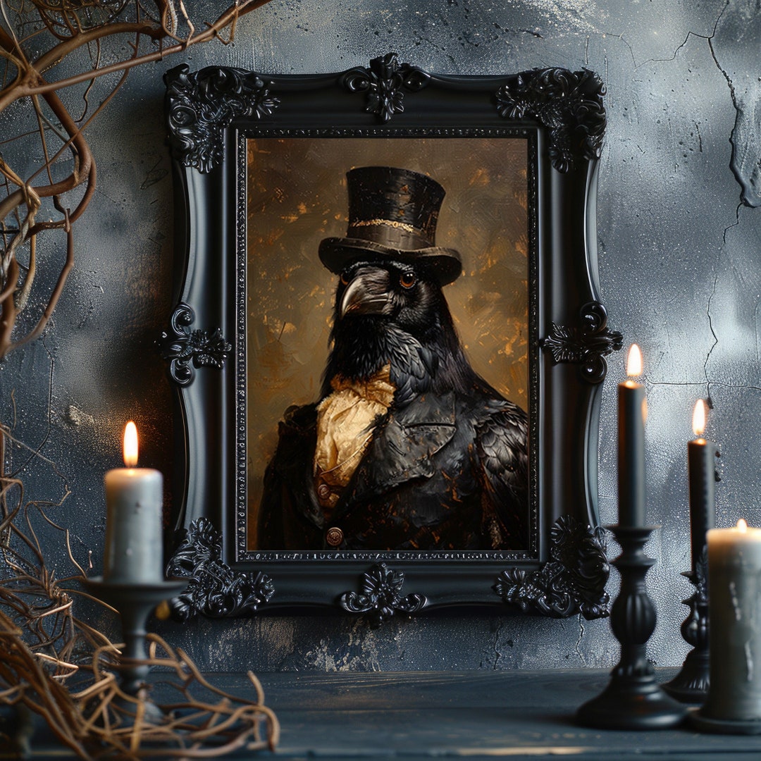 Victorian Crow Gentleman Raven Portrait, Aristocrat Black Bird Giclee ...