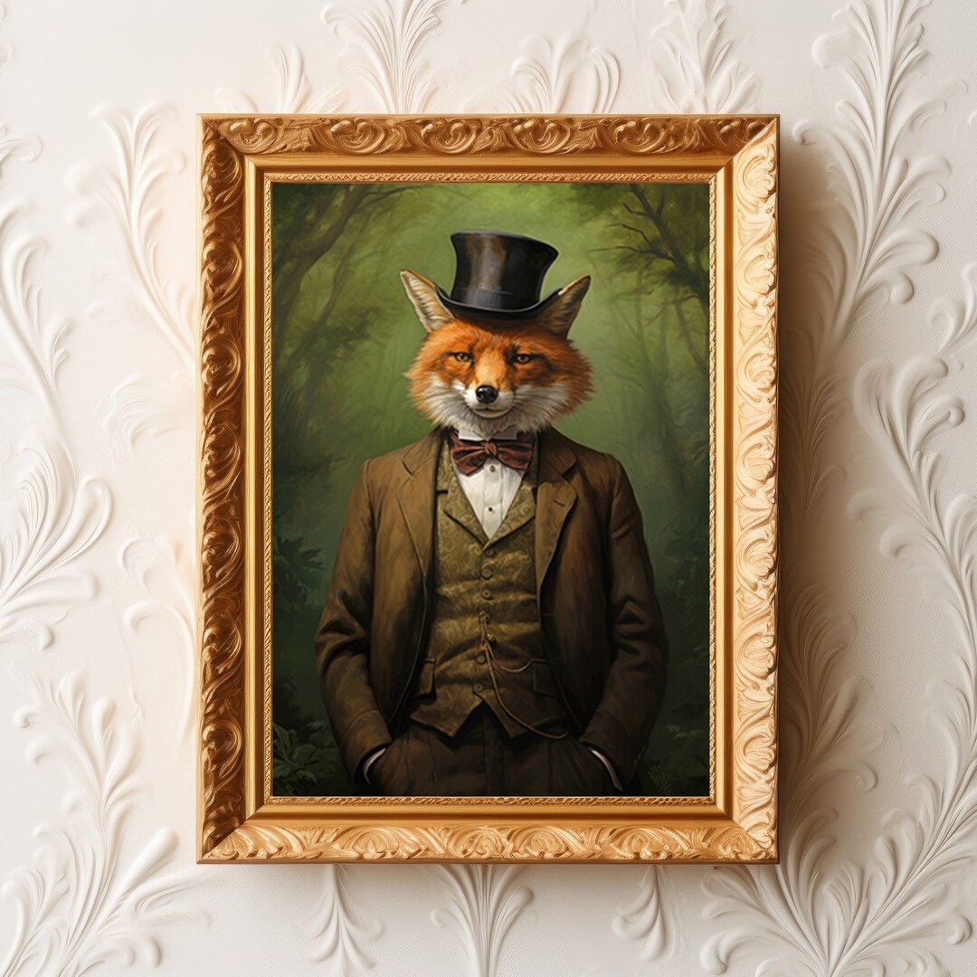 Victorian Fox Gothic Gentleman Dark Forest Fine Art Giclee, Vintage ...