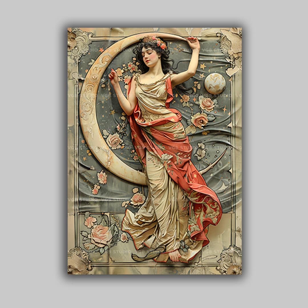 Selene Luna Moon Goddess Wall Art Print Greek Roman Mythology Divine ...