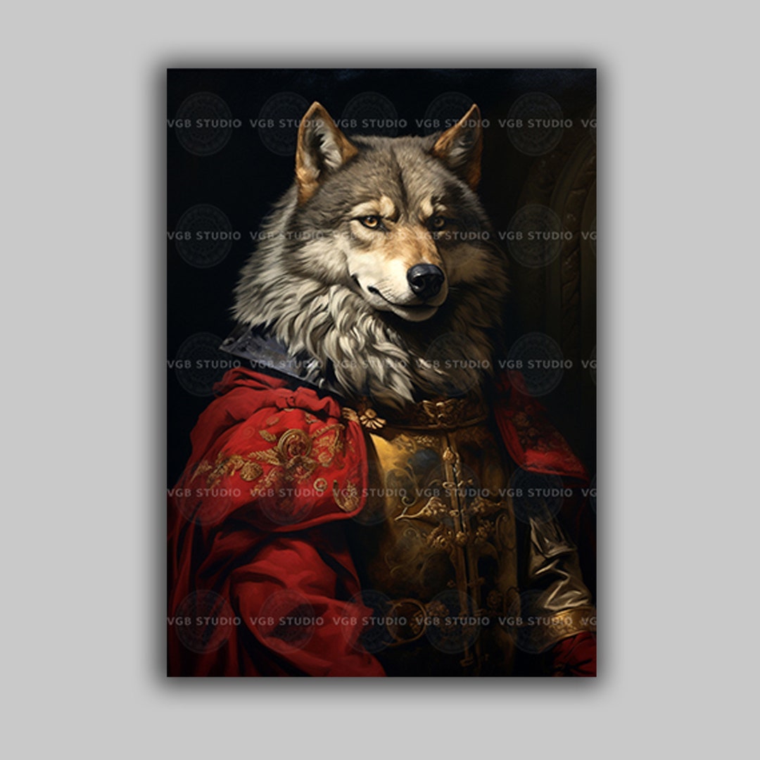 Wolf Dressed as Noble Art Print Medieval Anthropomorphic Animal ...