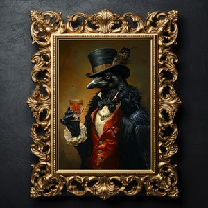 Crow Top Hat Raven Victorian Gentleman Having a Dring, Fancy Black Bird ...