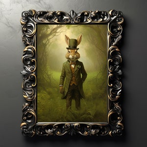 Gothic Victorian Irish Rabbit Print, Victorian Bunny Portrait Painting ...