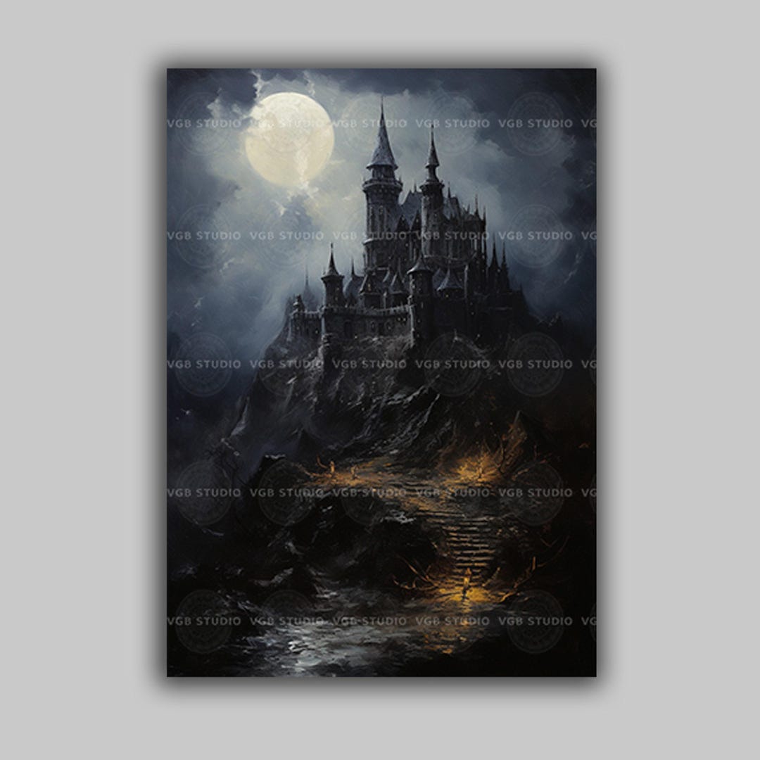 Dracula Castle Art Print Gothic Haunted Mansion Wall Decor Vampire ...