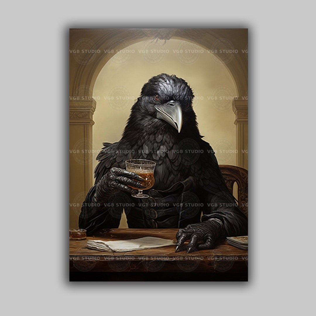 Victorian Crow Raven Gothic Print Funny Cool Art, Fine Art Giclee ...